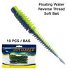10 Pcs/Bag Pin Tail Floating Soft Worms Reverse Thread Design with Den ...
