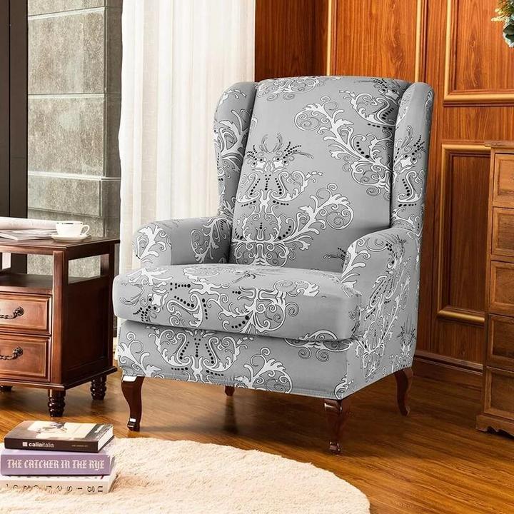 Printed pattern Wingback 2 Pieces Washable Stretch Armchair Covers ...