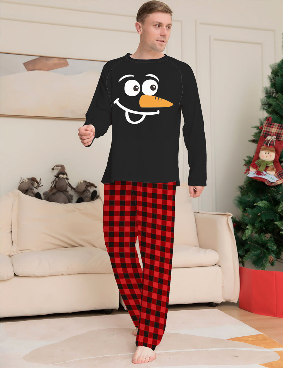 Christmas Plaid Round Neck Family Pajamas with Snowman Print– JOYINBOX